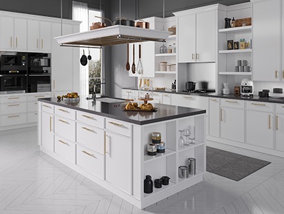 White Slim Shaker SSW kitchen cabinets | Oppein Cabinetry